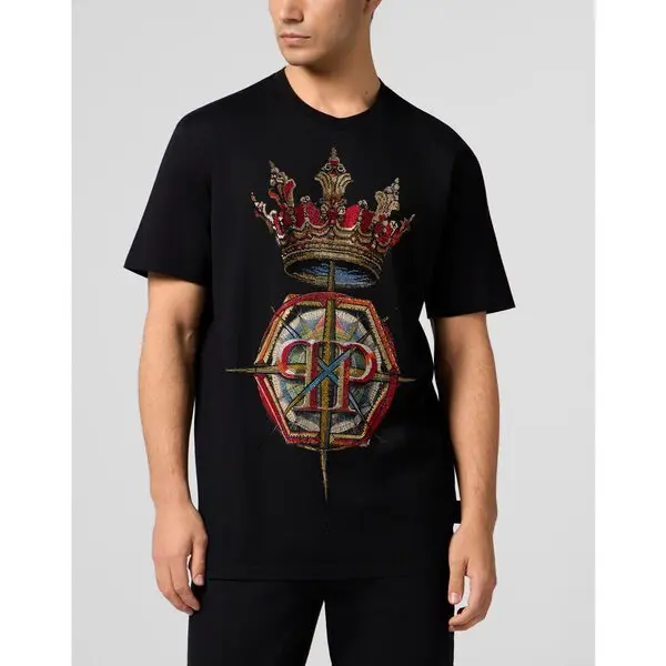 Philipp Plein Round Neck T-shirt Crown Stones - Black