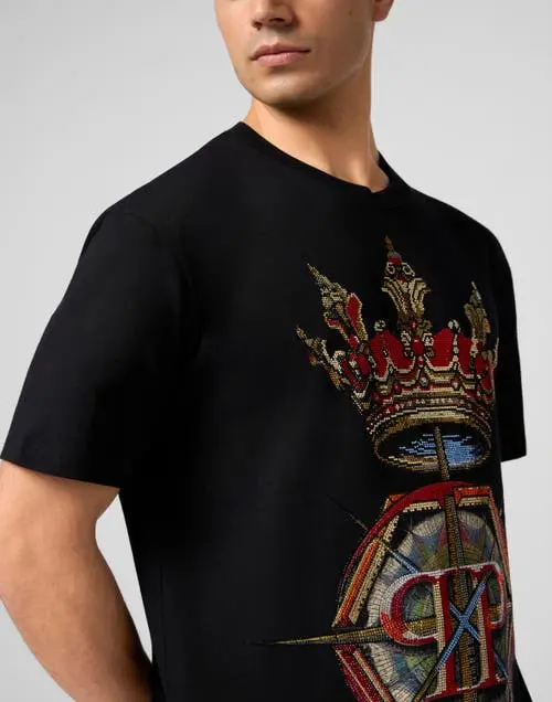 Philipp Plein Round Neck T-shirt Crown Stones - Black