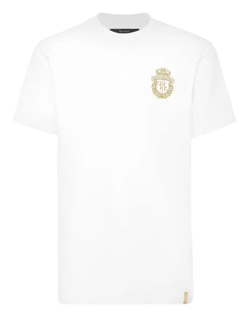 BILLIONAIRE Embroidered Round Neck T-shirt Crest - White
