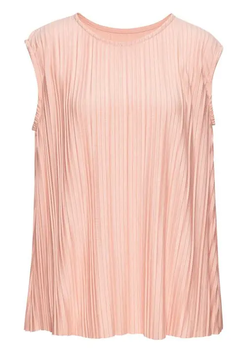 LASCANA Pleated Cap Sleeve Top - Peach