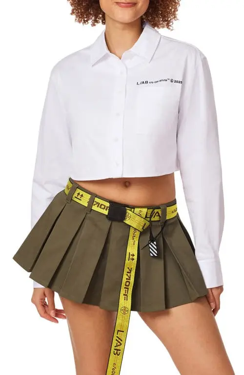 L/AB OFF-WHITE Boxy Cropped Woven Shirt - Bright White