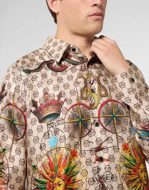 Philipp Plein Silk Pajamas Shirt Monogram Tattoo