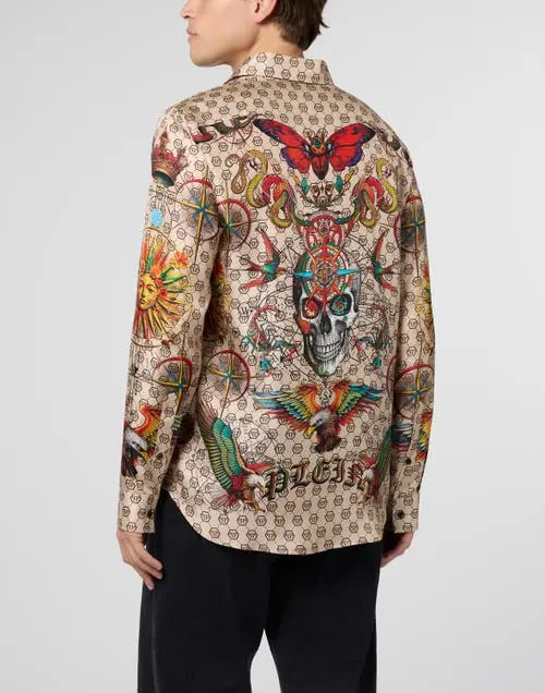 Philipp Plein Silk Pajamas Shirt Monogram Tattoo