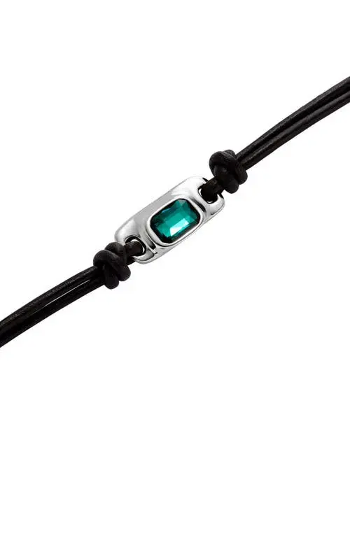 UNODE50 Sterling Plated Leather Bracelet With Crystal