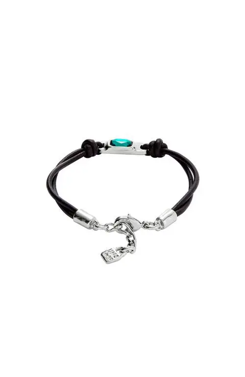 UNODE50 Sterling Plated Leather Bracelet With Crystal