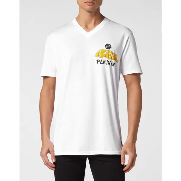 Philipp Plein T-shirt V Neck Ss Bombing Graffiti - White