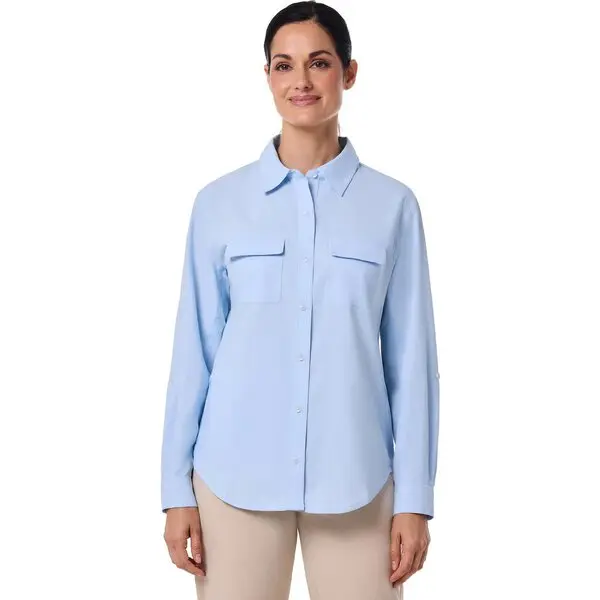 Coolibar Mylitta Travel Long Sleeve Shirt - Light Blue