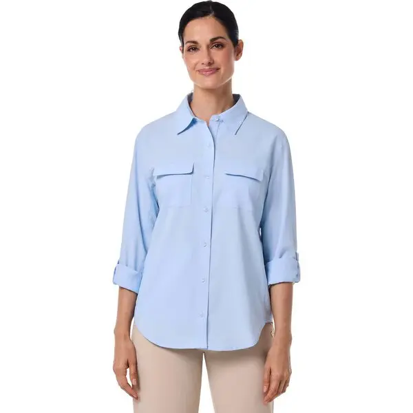 Coolibar Mylitta Travel Long Sleeve Shirt - Light Blue