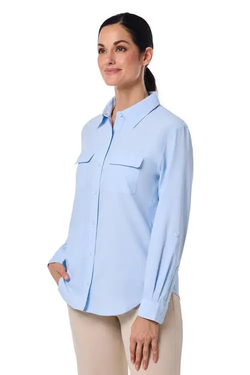 Coolibar Mylitta Travel Long Sleeve Shirt With Upf 50+ Sun Protection - Light Blue