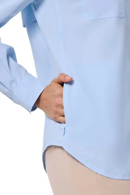 Coolibar Mylitta Travel Long Sleeve Shirt With Upf 50+ Sun Protection - Light Blue