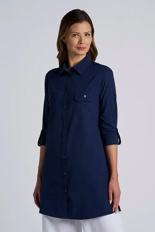 Coolibar Santorini Tunic Long Sleeve Shirt - Navy