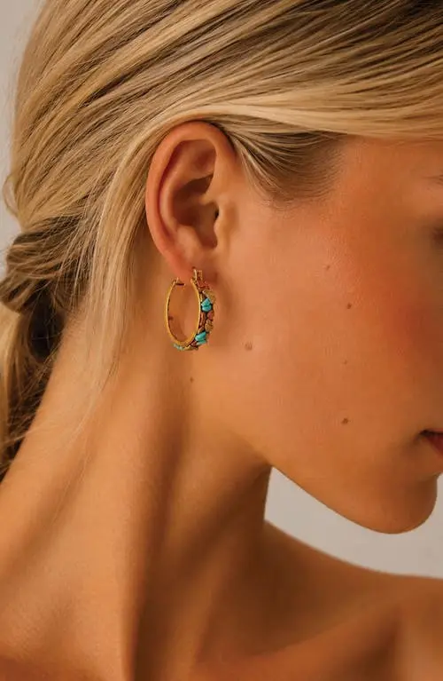 LA MENO Turquoise Hoop Earrings