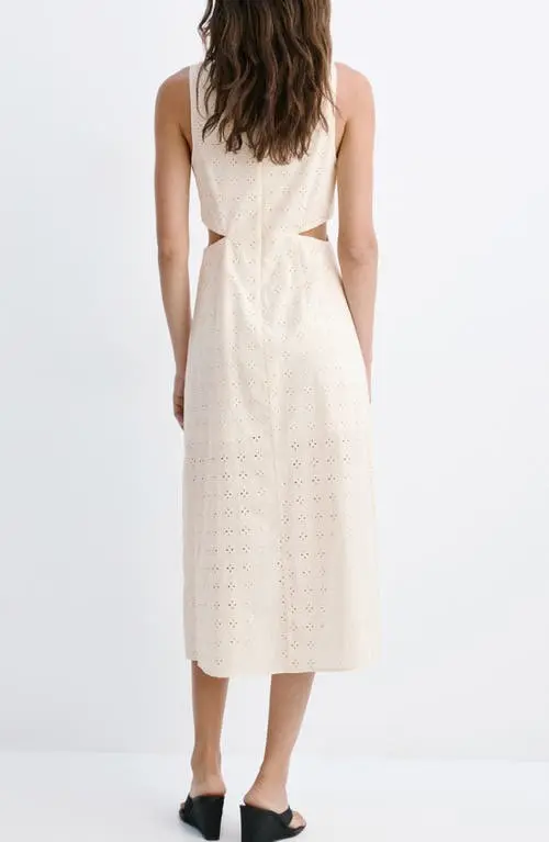 Mango Openwork Cotton Cutout Midi Dress