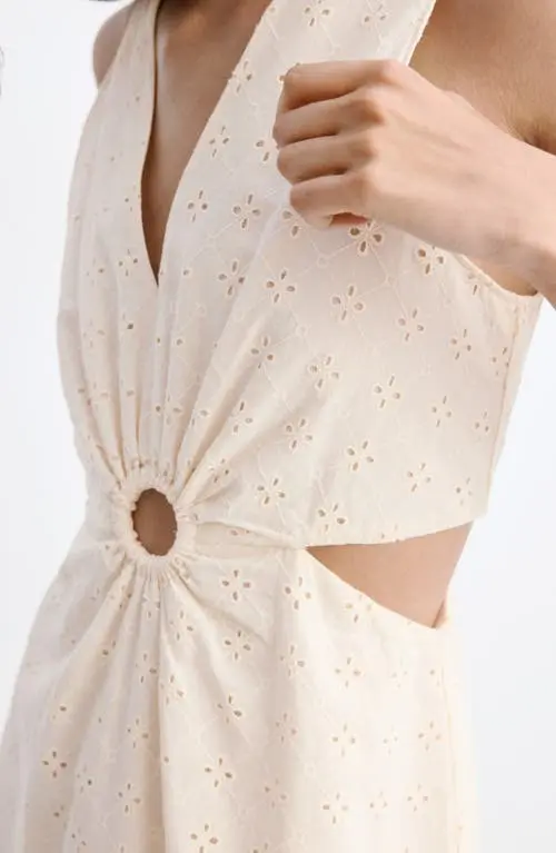 Mango Openwork Cotton Cutout Midi Dress
