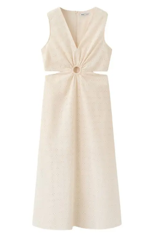Mango Openwork Cotton Cutout Midi Dress