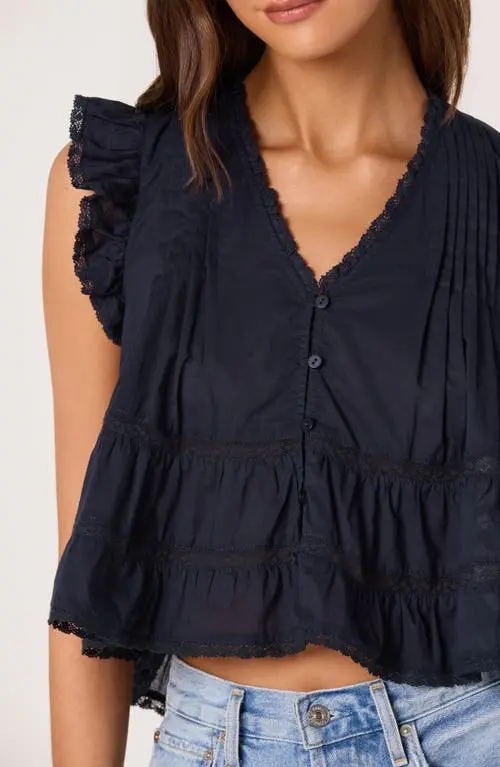 Astr The Label Julie Flutter Sleeve Eyelet Cotton Top