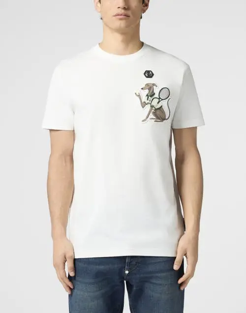 Philipp Plein Round Neck T-shirt Tennis Pet Patch - Offwhite