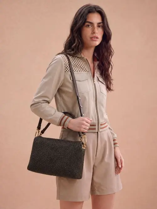 MINE BILGI Lumine Perforated Leather Shoulder & Crossbody Bag