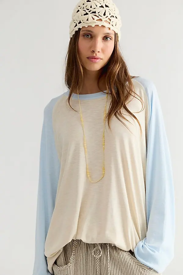 Free People We The Free First Base Long Sleeve Tee - Tea Combo