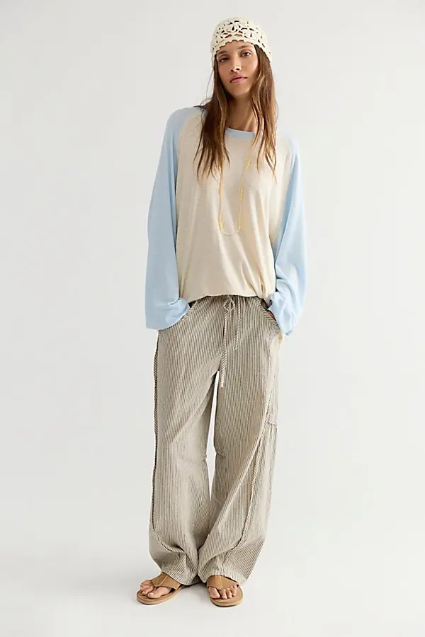 Free People We The Free First Base Long Sleeve Tee - Tea Combo
