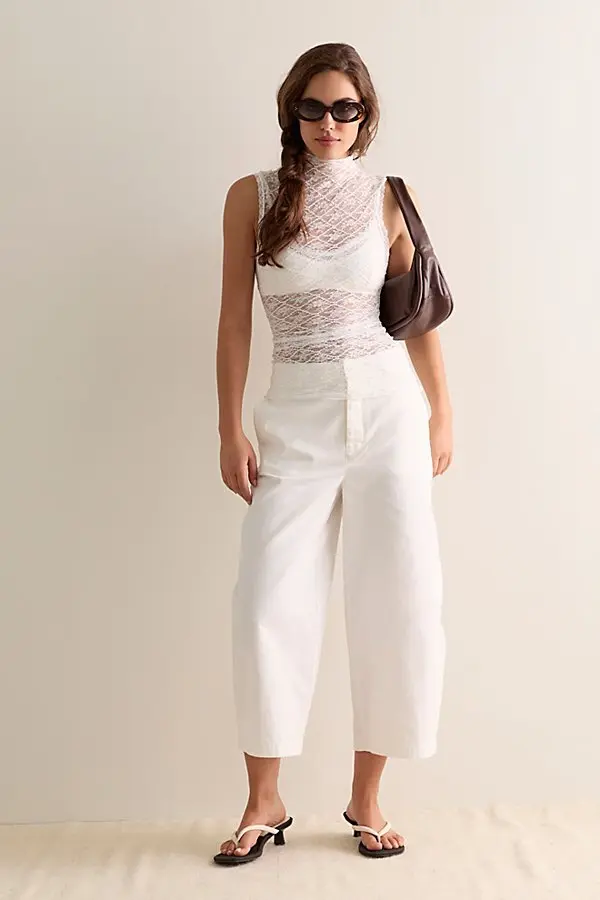 Free People Pretty Problem Mock Neck Tank - Clean Ivory