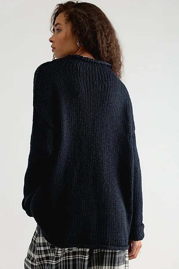 Free People Opal Rollneck Knit Tunic - Black