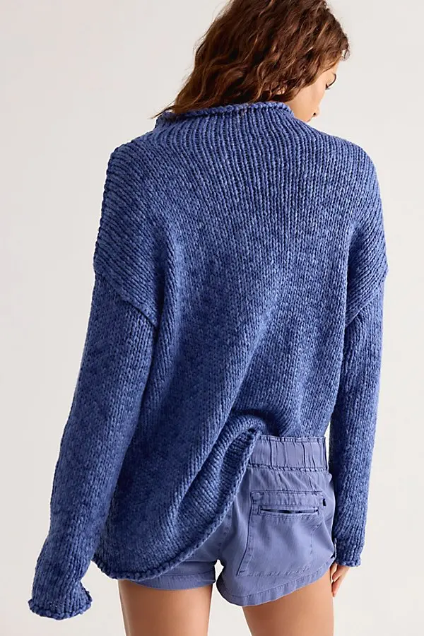 Free People Opal Rollneck Knit Tunic - Washed Denim