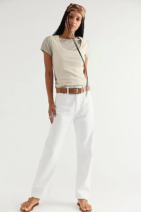 AGOLDE 90s Pinch Waist Crop Jeans - Marshmallow