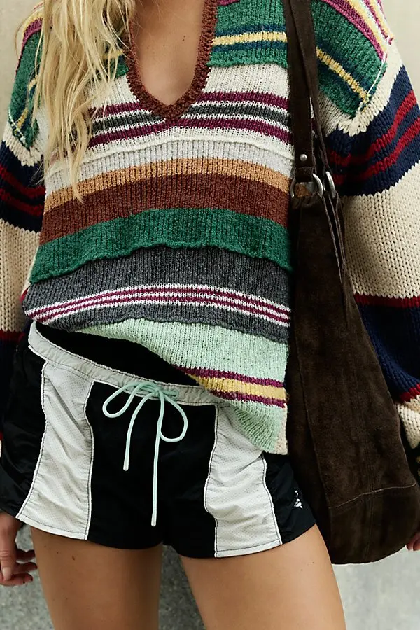 Free People Rowhouse Knit Pullover - Prep Combo