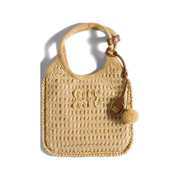 Miu Miu Biege Crochet Ivy Handbag - Cream