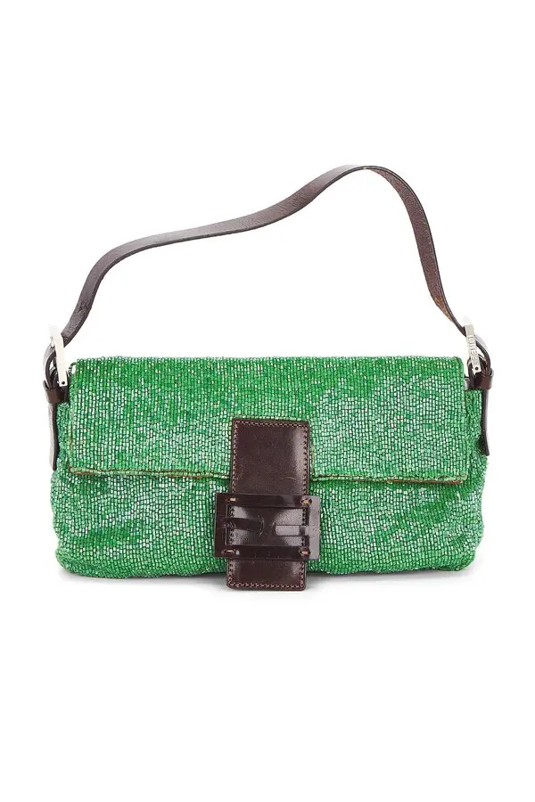 Fendi Sequin Baguette Shoulder Bag - Green