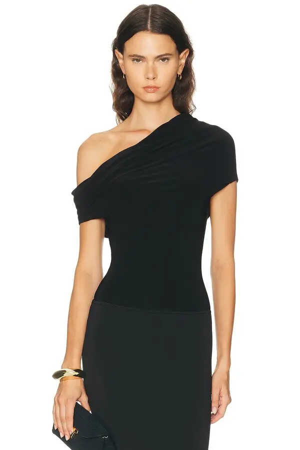 Norma Kamali Sleeveless Cowl Neck Hooded Bodysuit - Black