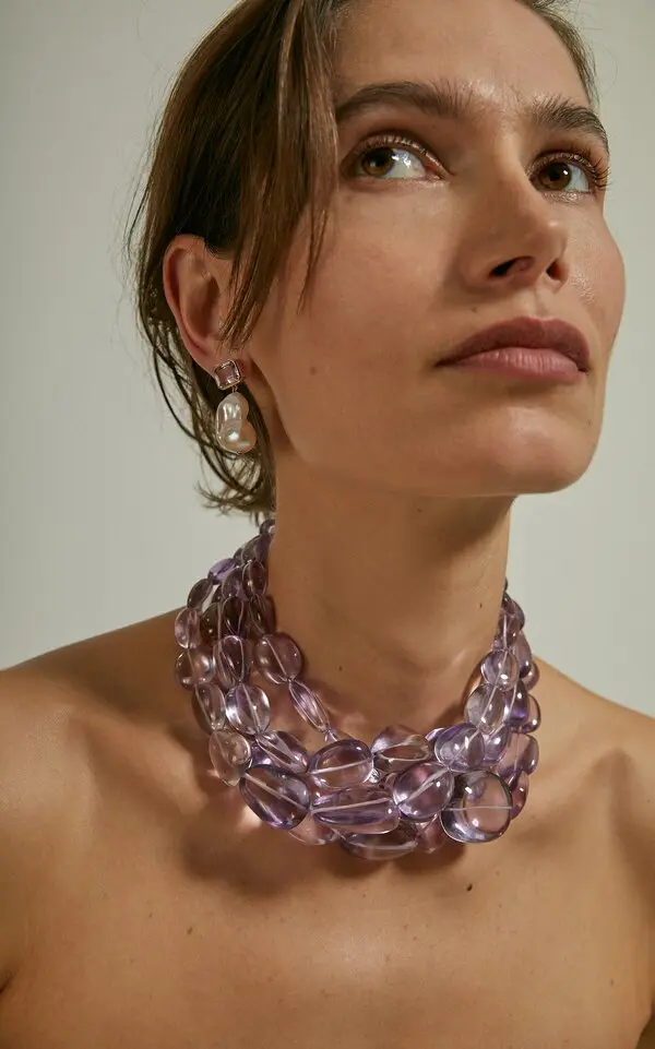 LIZZIE FORTUNATO Juno Earrings In Amethyst