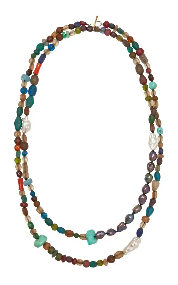 LIZZIE FORTUNATO 14k Gold Cabana Necklace With Moroccan Glass And Semiprecious Stones - Multi