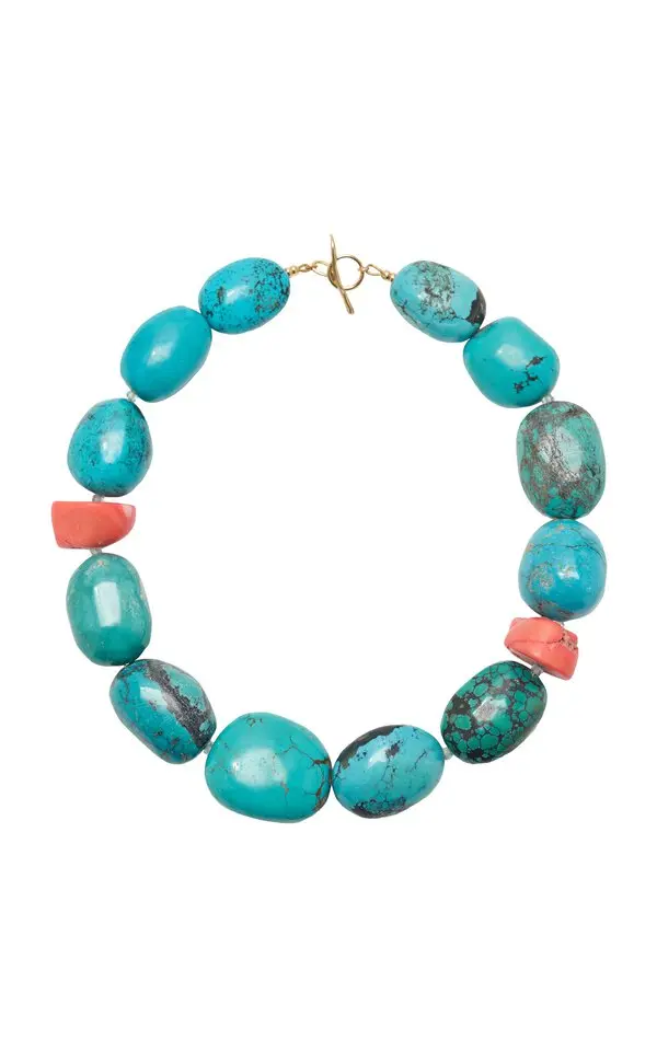 LIZZIE FORTUNATO 14k Gold Necklace With Turquoise & Coral - Multi