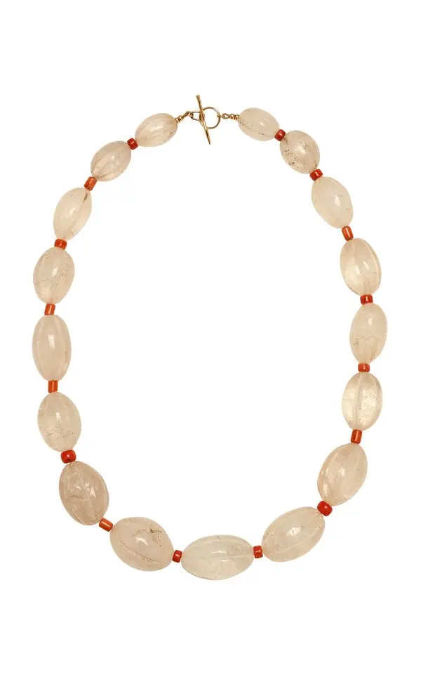 LIZZIE FORTUNATO 14k Gold Necklace With Antique Crystal And Mediterranean Coral - Multi