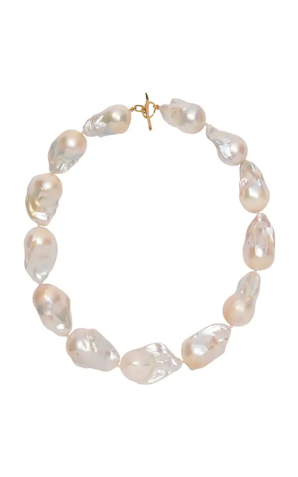 LIZZIE FORTUNATO 14k Gold Necklace With Extra Large Baroque Pearls - White
