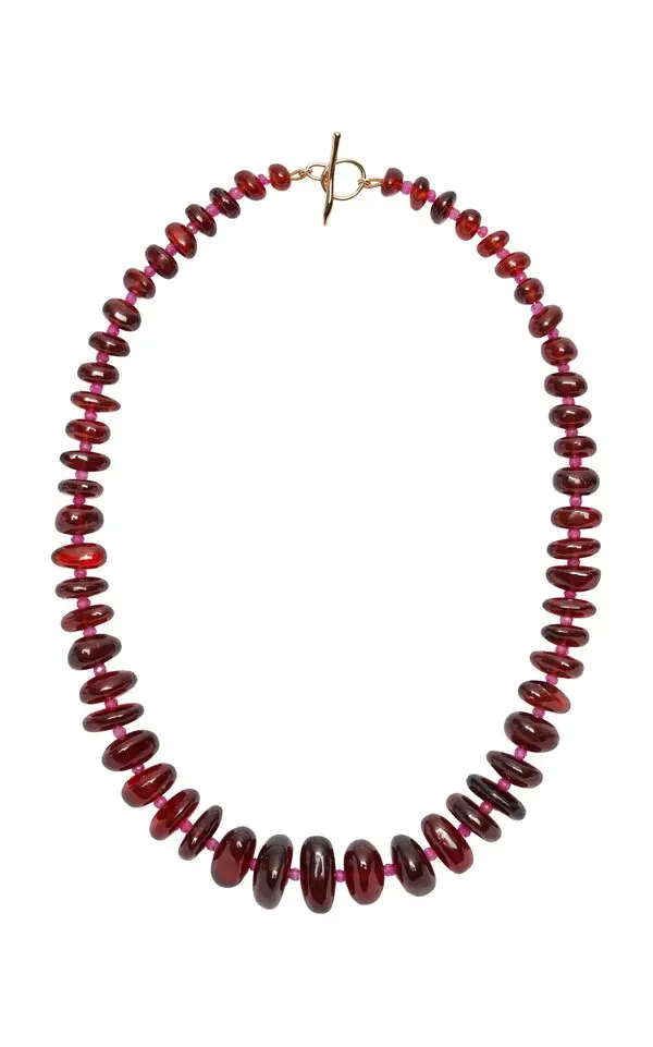 LIZZIE FORTUNATO 14k Gold Necklace With Garnet And Pink Sapphire - Red