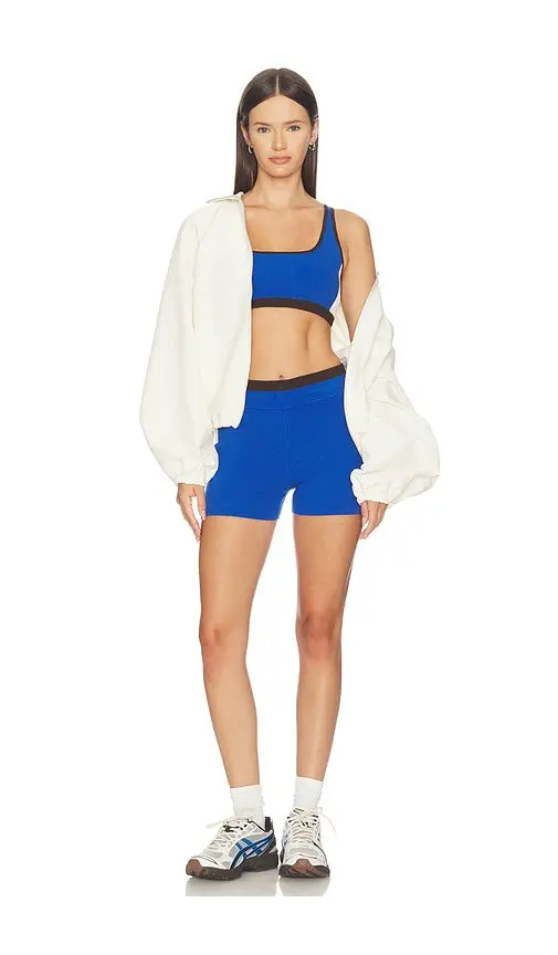 The Upside Montage Rory Scoop Knit Sports Bra In Blue