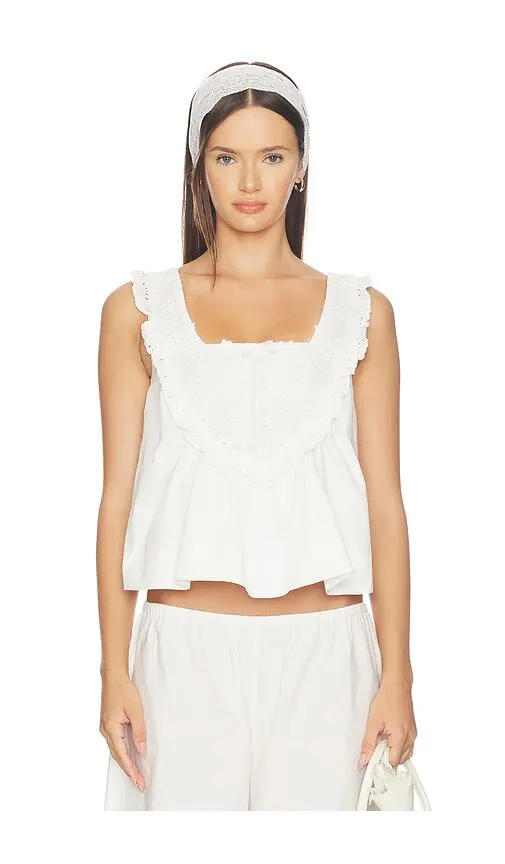 For Love & Lemons Laura Eyelet Top - White