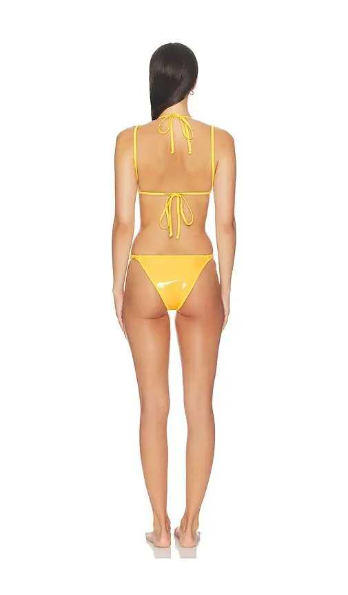 NARANJA FURCADO Latex Splash Sun Matte Bent Bikini Set