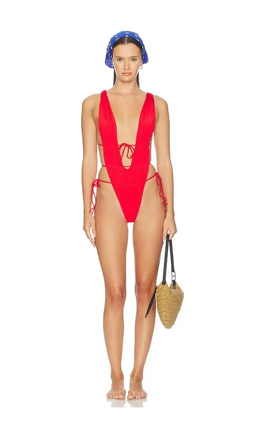 INDAH Heart Of Gold Skimpy One Piece In Red - Hibiscus
