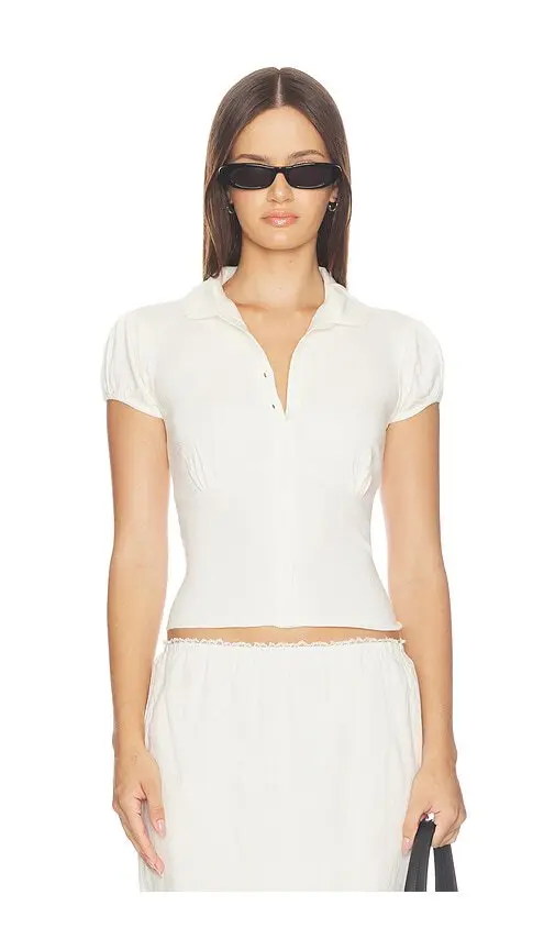 GUIZIO Liana Knit Top In White