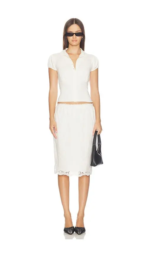 GUIZIO Liana Knit Top In White