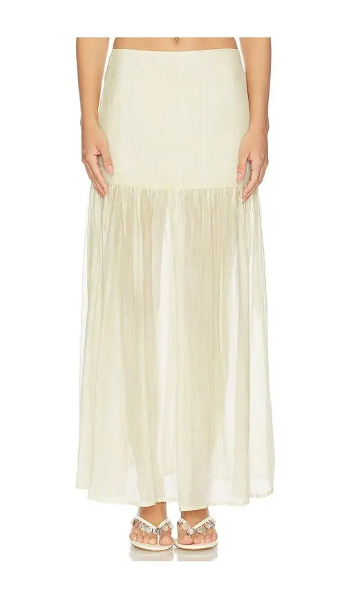 4TH & RECKLESS Saya Semi Sheer Maxi Skirt In Nude - Lime