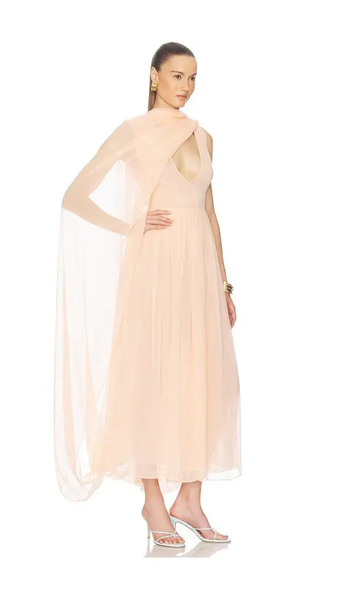 HELSA The Sabine Dress In Silk Chiffon - Peach