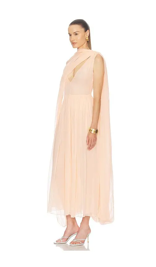 HELSA The Sabine Dress In Silk Chiffon - Peach