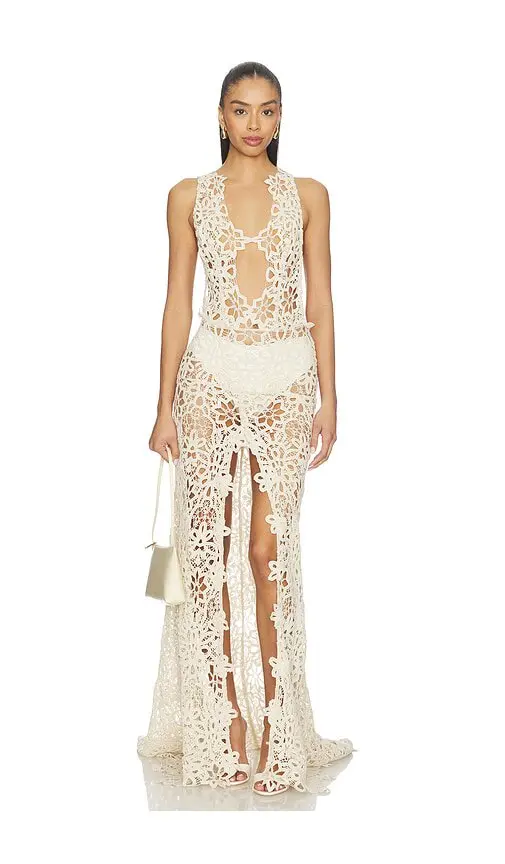 BRONX BANCO Akello Crochet Maxi Dress - Cream