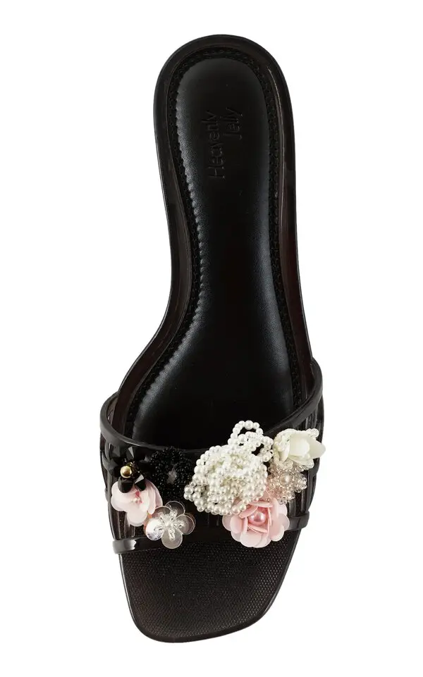 HEAVENLY JELLY Meadow Embellished Jelly Mule - Black
