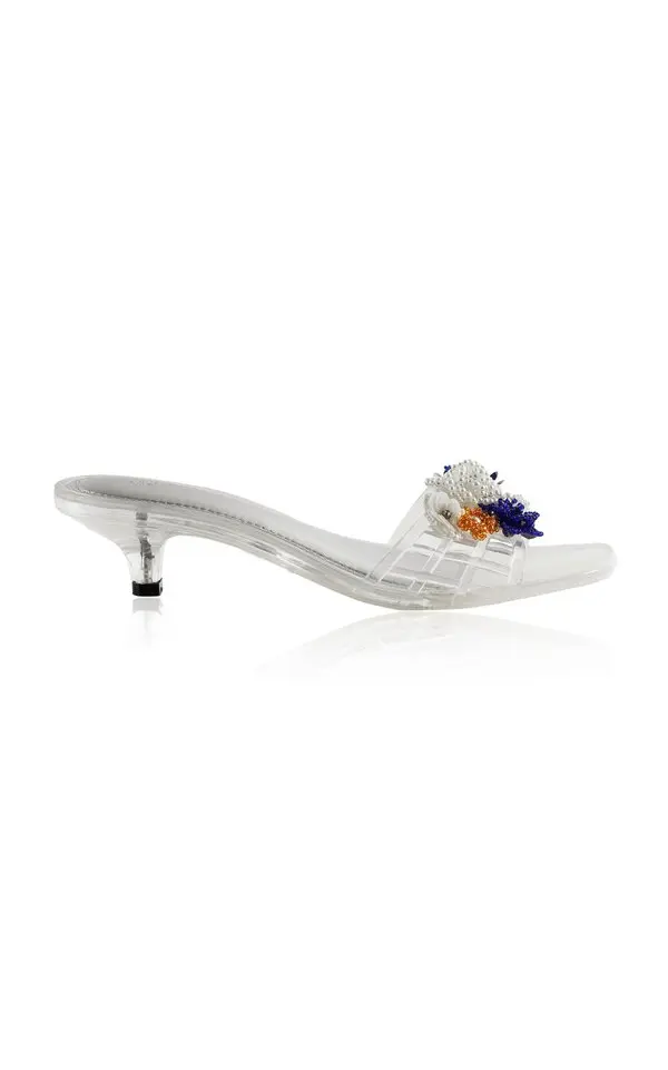 HEAVENLY JELLY Meadow Embellished Jelly Mule - Clear
